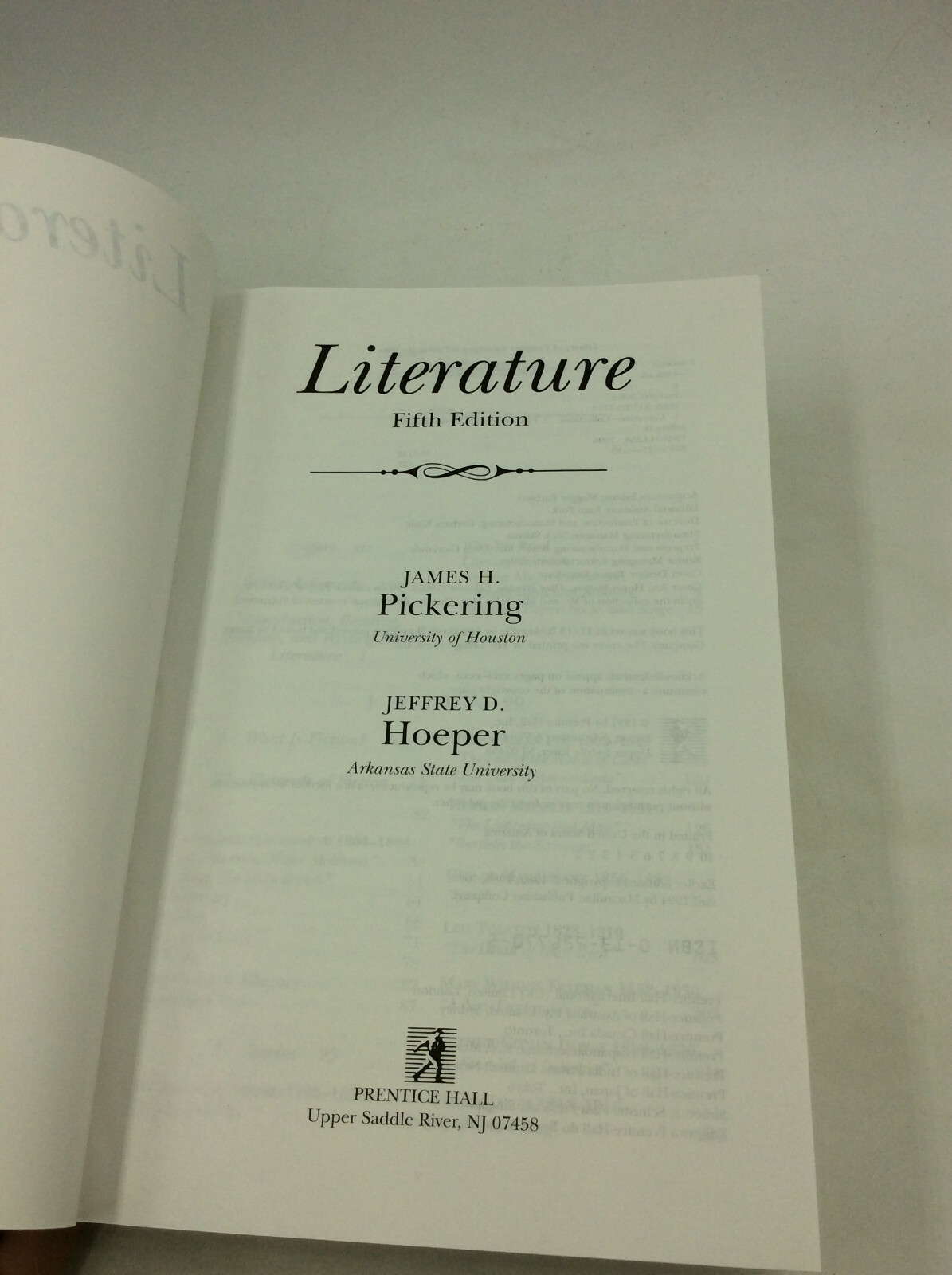 LITERATURE by James H. Pickering and Jeffrey D. Hoeper - 1997 - 5th ...