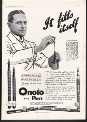 1916 ONOTO INK FOUNTAIN PEN SILVER GOLD PELLETS MILITARY WRITE TRENCH ...