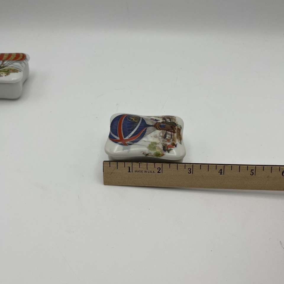 Vintage set of 4 Japan Bone Smithsonian trinket box hot air balloon ...