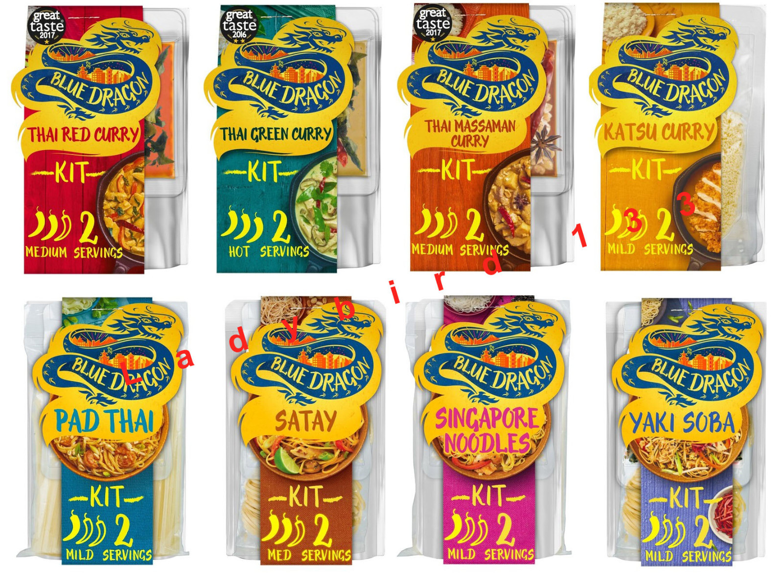 Blue Dragon Thai Red Green Katsu Satay Curry Noodle Kit VARIOUS TO ...