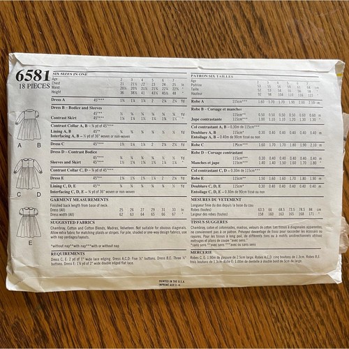 Vintage 1990s New Look 6581 Sewing Pattern Toddler 2-7 5 Pretty Dresses ...