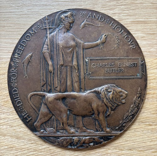 WW1 death plaque penny - CHARLES ERNEST BUTLER - Coldstream Guards | eBay