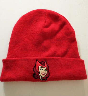 Womens Hat Red Knit Marvel Wandavision Scarlet Witch Cap | eBay