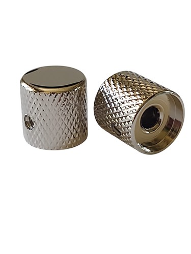 Set of 2 US Spec Flat Top Barrel Set Screw Knobs for Tele or P Bass - Chrome | eBay