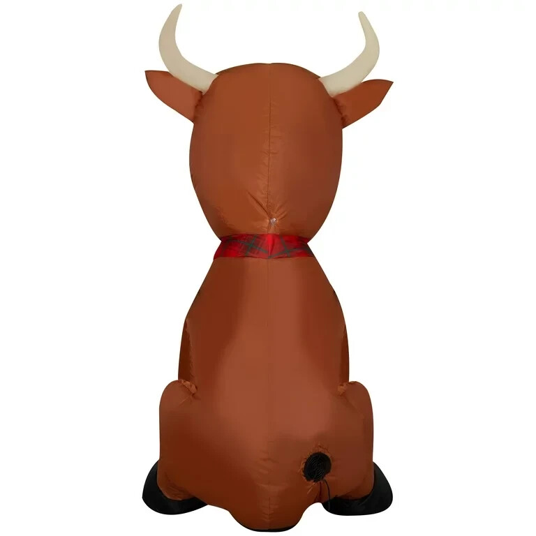 Holiday Time Gemmy 3.5 Foot Scottish Highlander Cow in Santa Hat ...