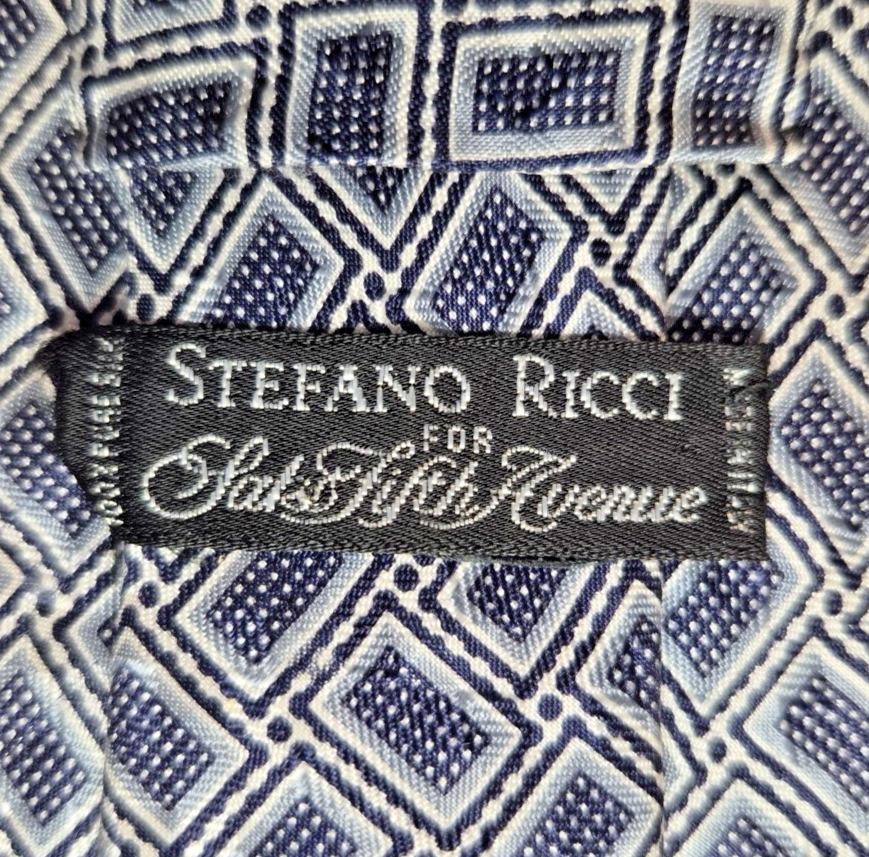 Stefano Ricci Tie Men's 62x4 Saks Fifth Avenue Geometric Blue Black ...