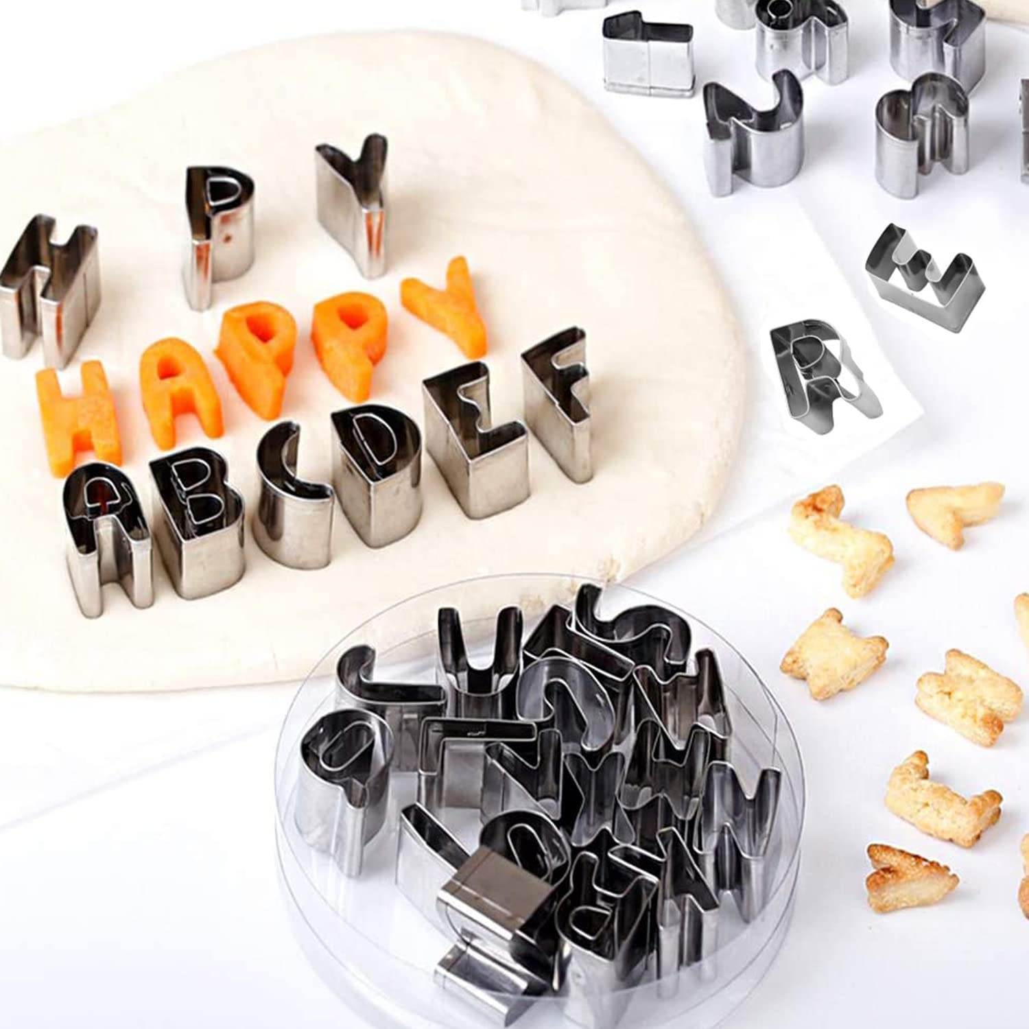 Alphabet & Number Cookie Cutters Sets, 37 Pieces Stainless Steel Letter ...