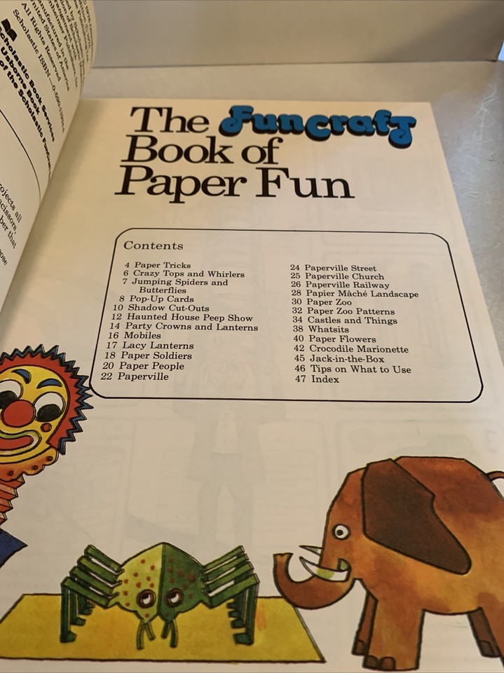 LOT OF 3 THE FUNCRAFT BOOK OF PAPER FUN, ACTION GAMES, ACTION TOYS 1976 ...