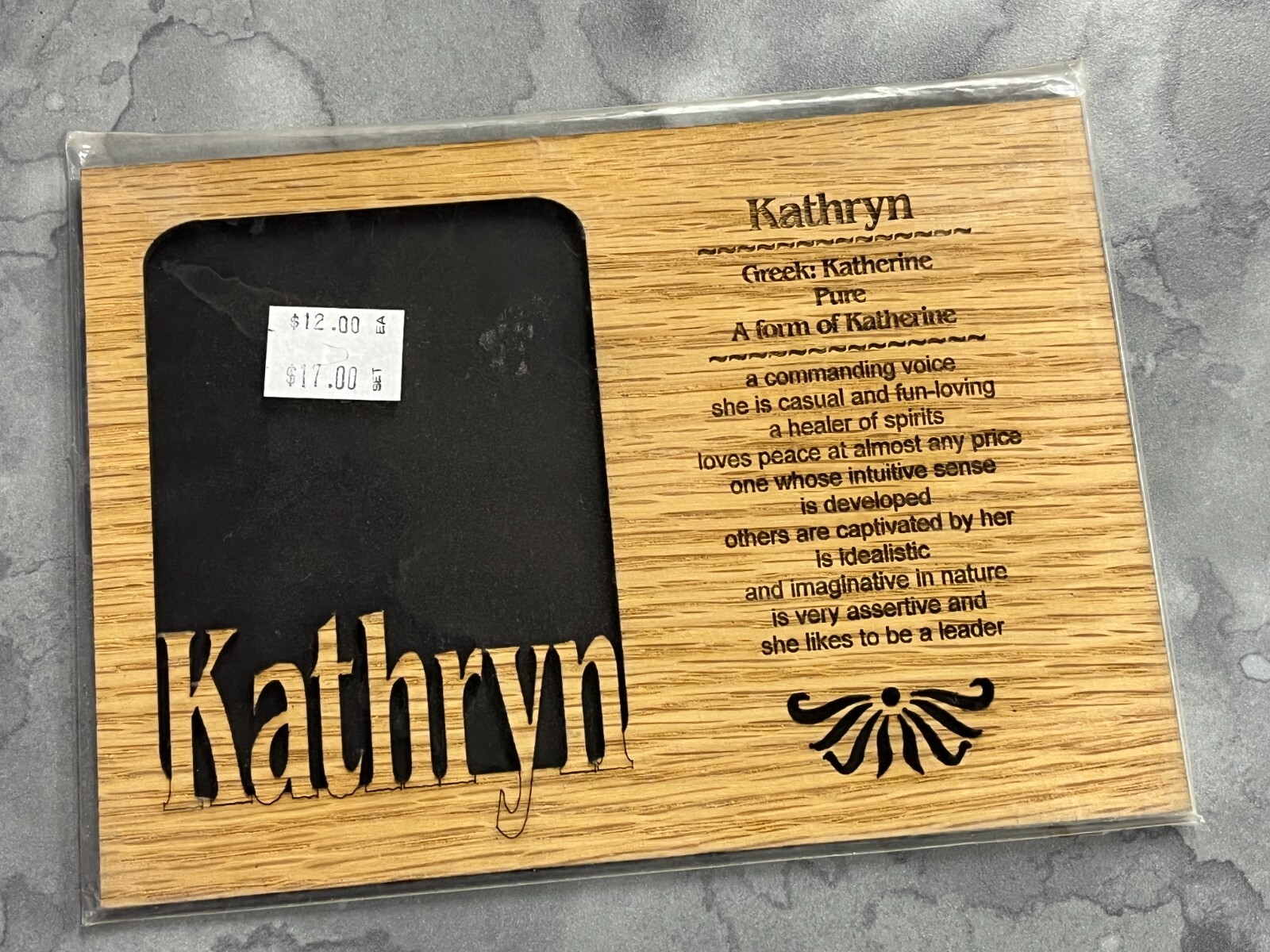 DISCONTINUED Kathryn Name Picture Frame Holds 3.25" x 4.25" - 5x7 Mat ...