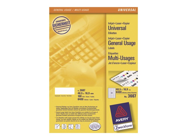 Avery 3666-40 Multipurpose Labels 65 per Sheet 40 Sheets White Inkjet ...