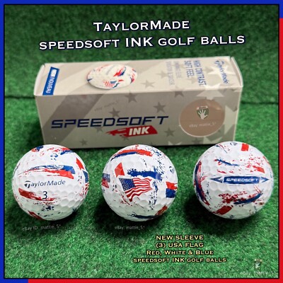USA FLAG TaylorMade Speedsoft INK (RED, WHITE & BLUE) Golf Balls - 3 ...