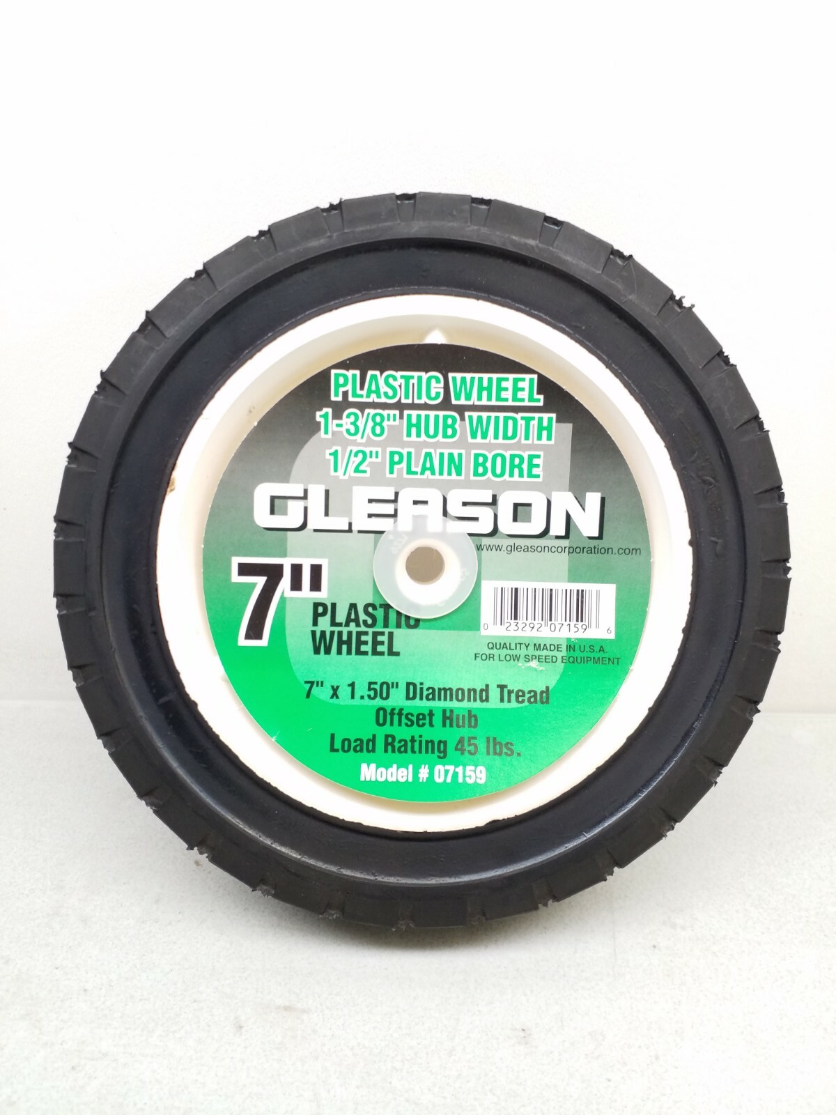 07159 Gleason 7" Plastic Wheel 7x1.50" Diamond Tread 1-3/8" Offset Hub ...