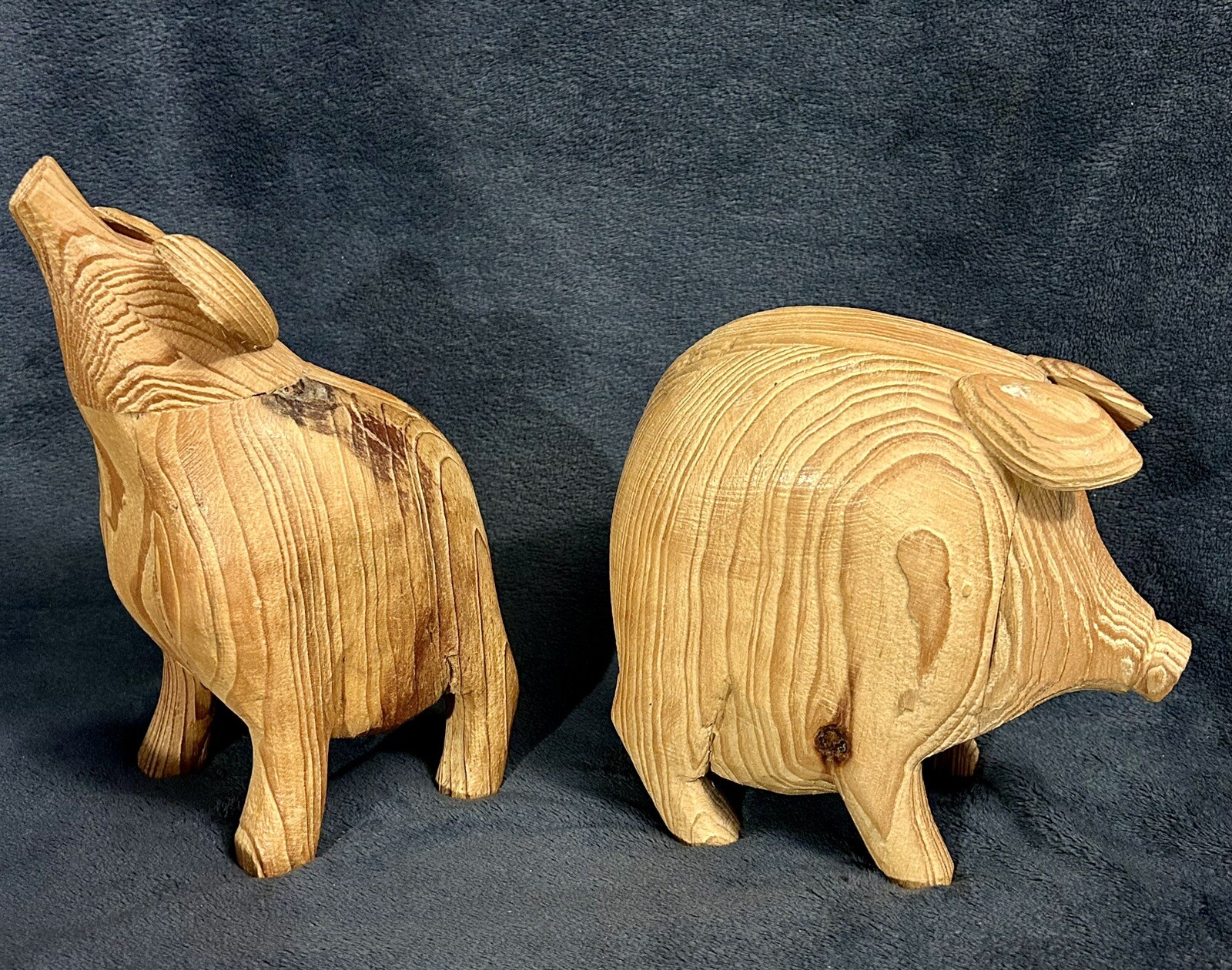 Vintage Pair Hand Carved Wenge Wood Wooden Pig Boar Hog Sculptures ...