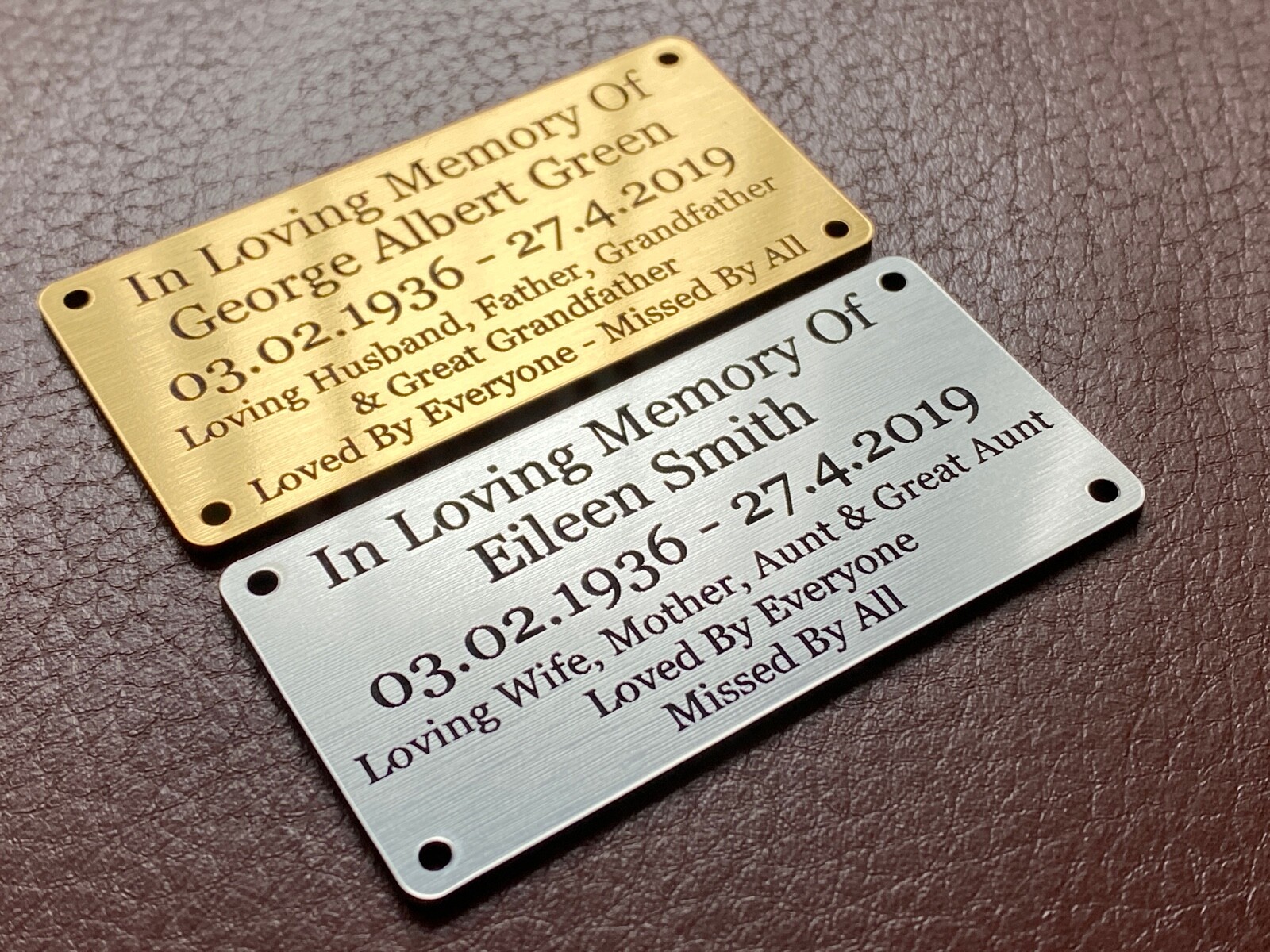 Memorial Plaques Name Plates Bench Gold Silver Brass Effect [1.5 ...
