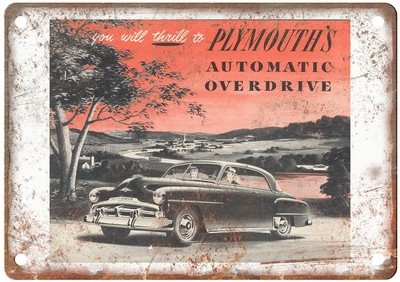 1952 Plymouth Overdrive Vintage Auto Advertisement Retro Look Metal ...