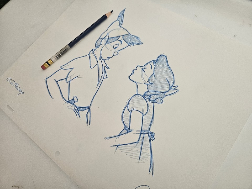 Disney Peter Pan and Wendy character Drawing/Sketch Animation Art ...