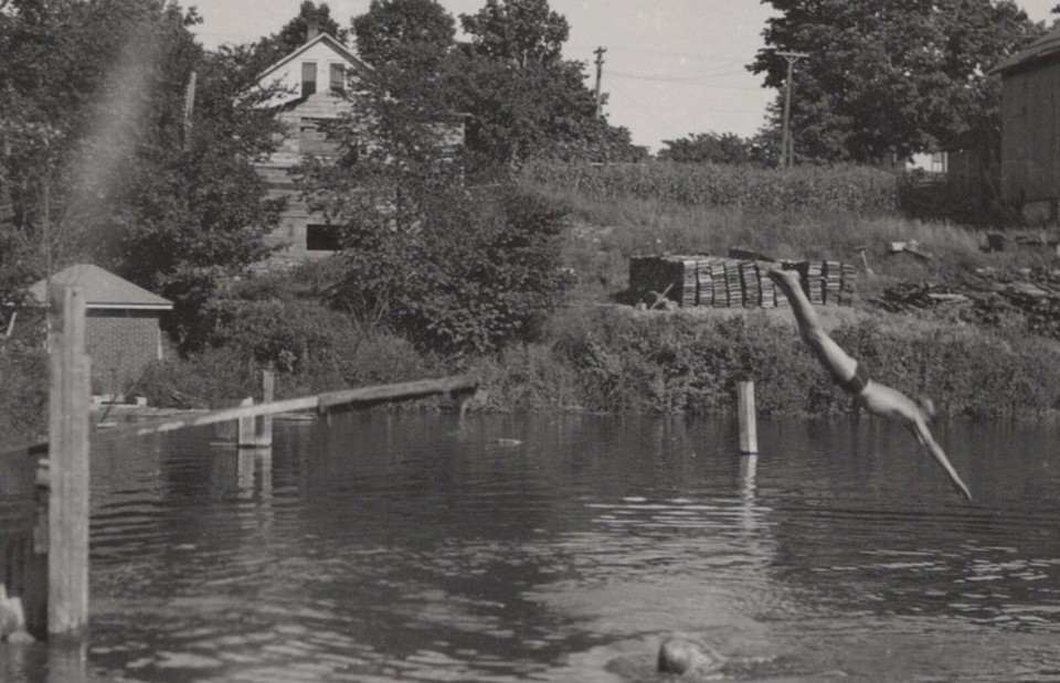 A Dive at The Old Swimming Hole Hart Michigan MI RPPC Real Photo ...