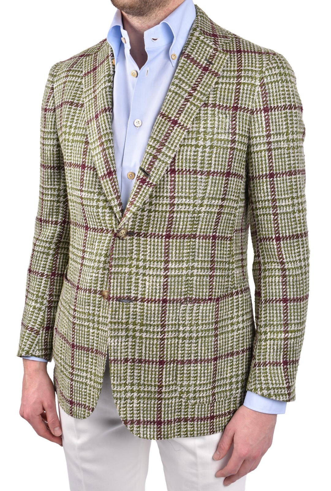 STILE LATINO handmade blazer US 42 EU 52 silk cotton green Vincenzo ...