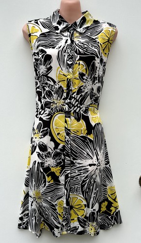 *NWT* ORIENTIQUE Lemon Slice Rayon Button Front Sumemr Shirt Dress sz ...