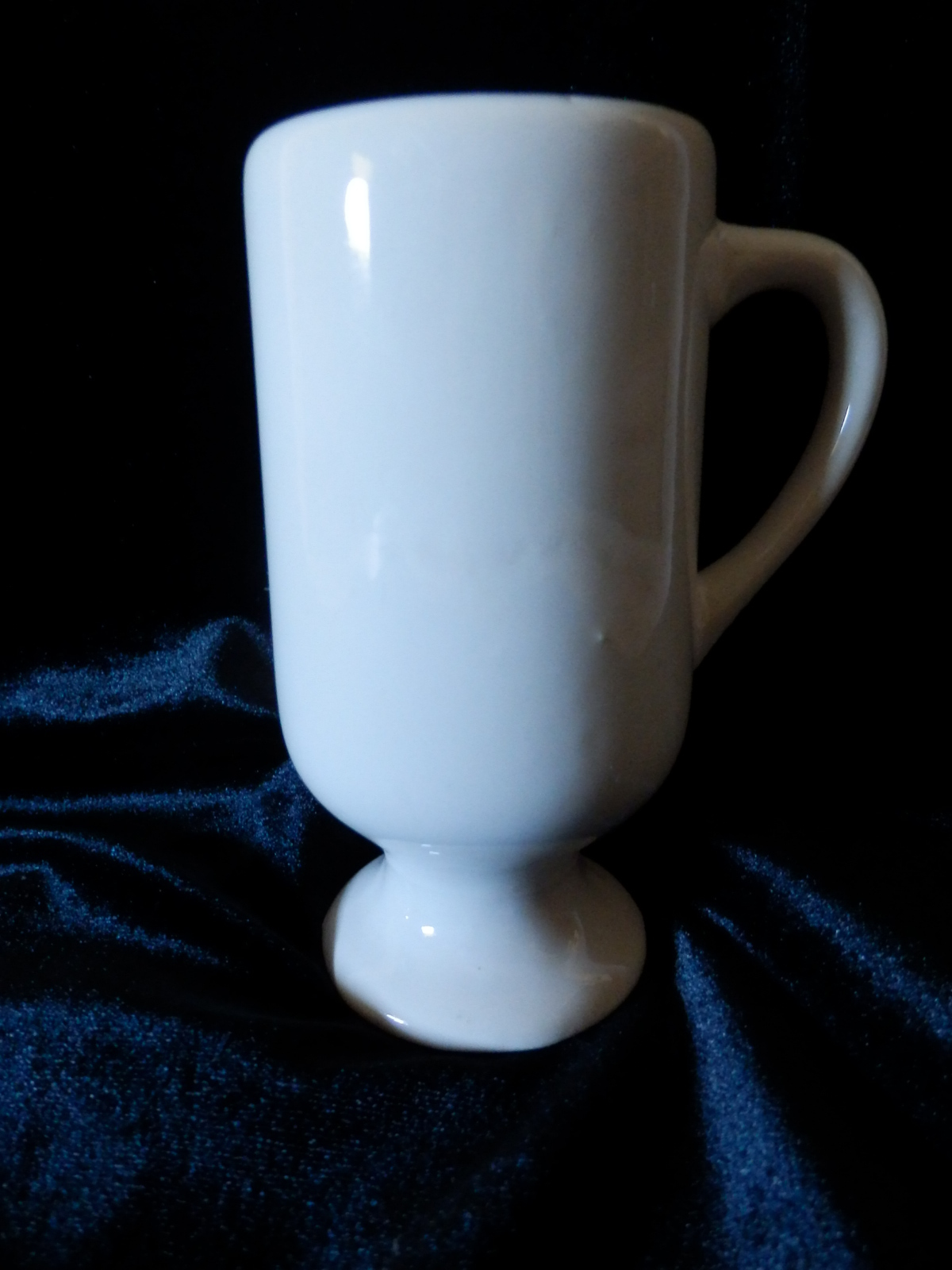 Vtg Pottery footed shot mug Vandermint Dutch Coffee Blue on White ...