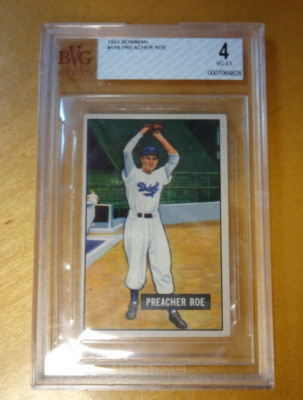 1951 Bowman Baseball Preacher Roe Dodgers Card #118 BVG 4 | eBay