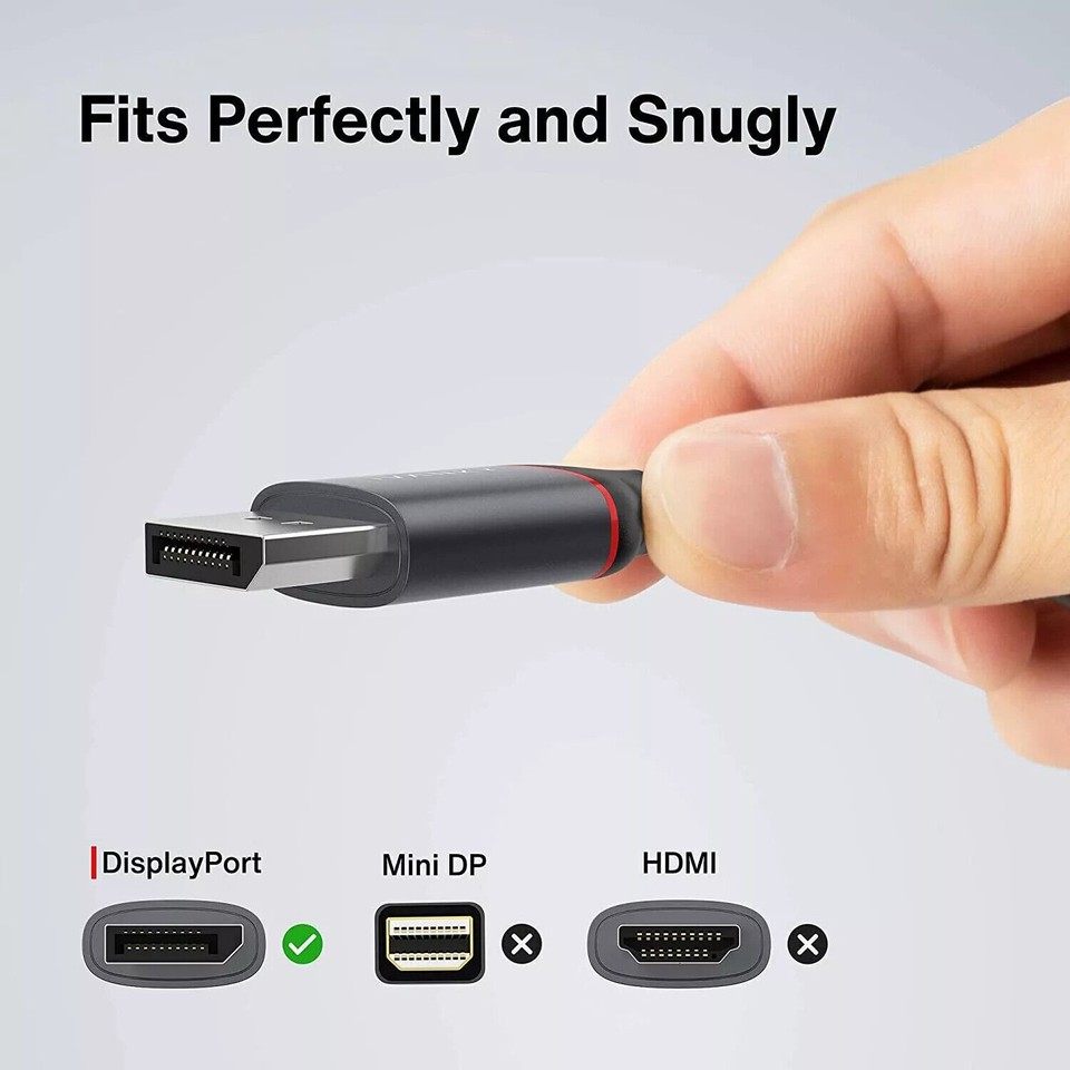 Displayport to Display Port Cable DP Male to Male Cord 4K HD Latches 6 ...