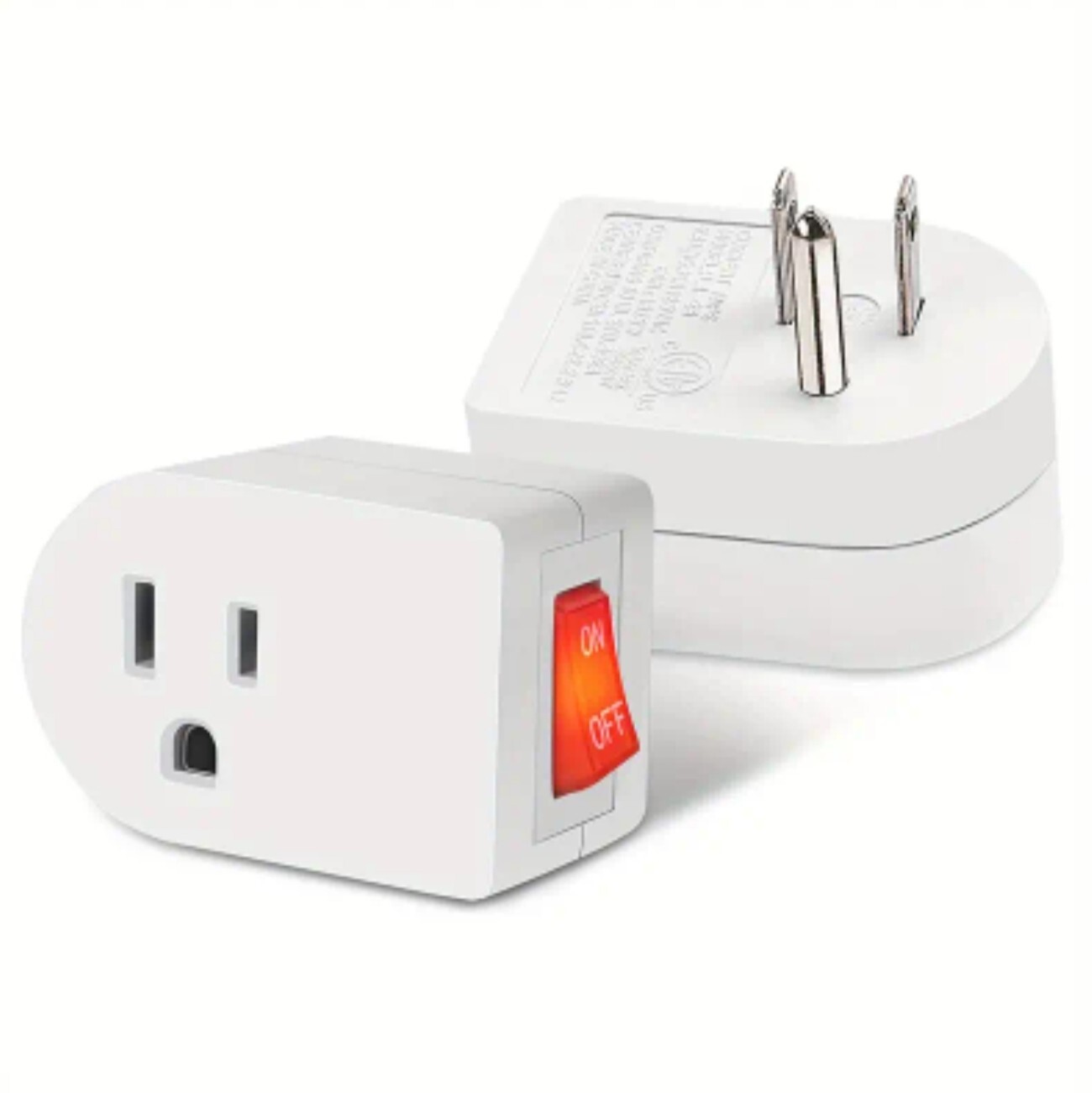 2pc 1 Port Wall Outlet 3 Prong AC Power Adapter Plug With On/off Switch ...