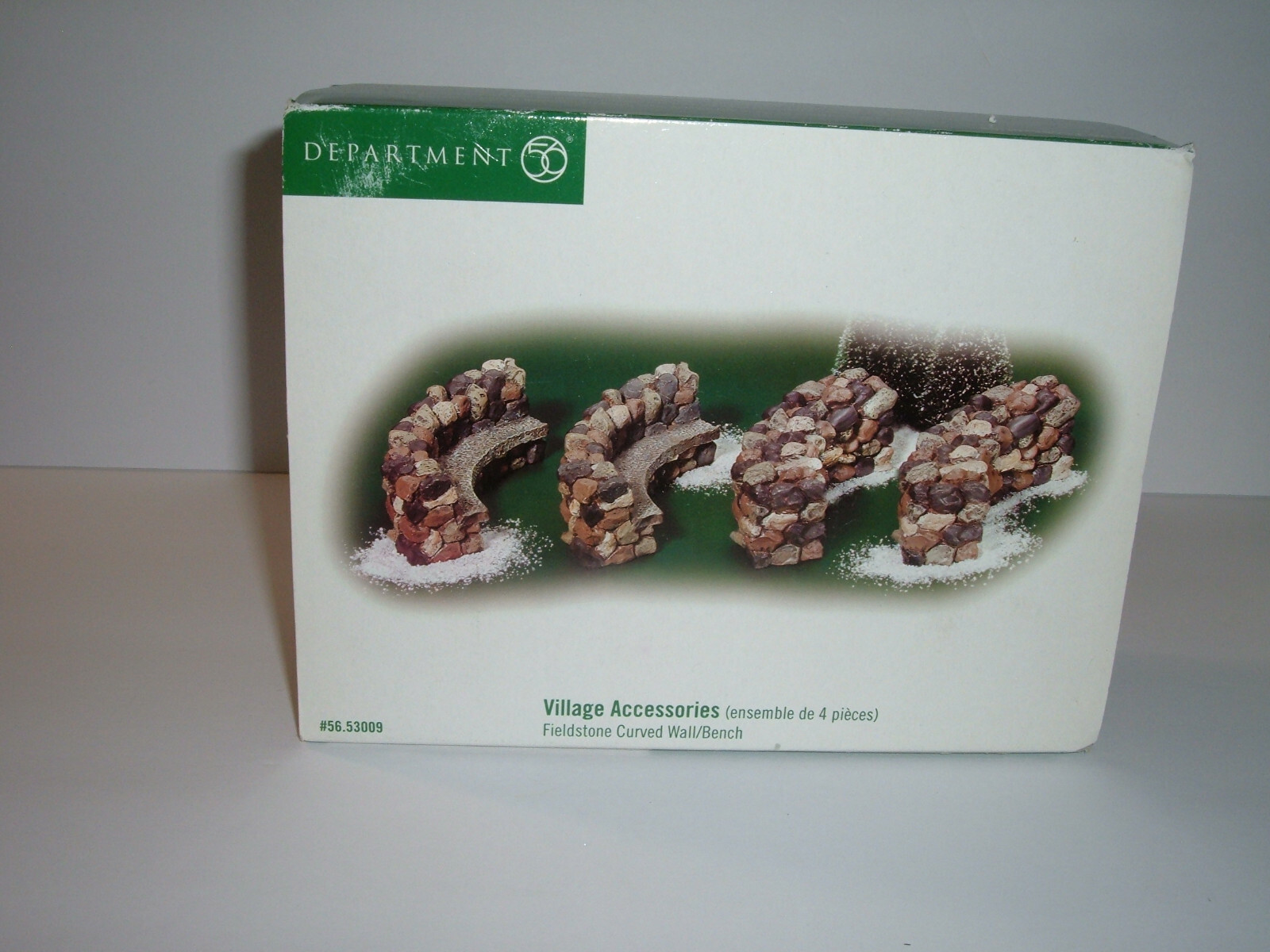 New Dept 56 Fieldstone Curved Wall Bench Village Accessories 4 Pieces ...