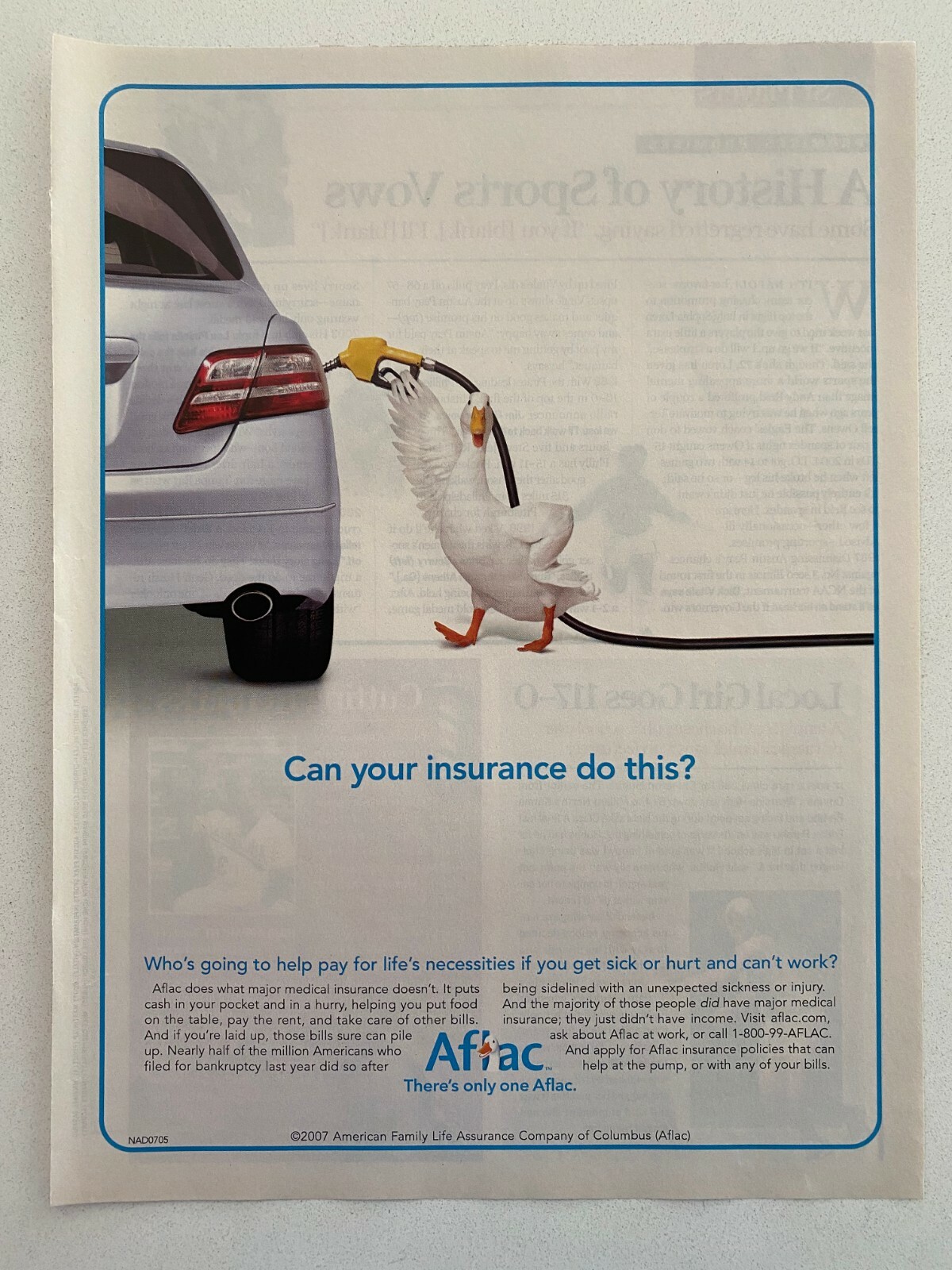 Aflac Can your insurance do this ? 2007 Print Ad | eBay