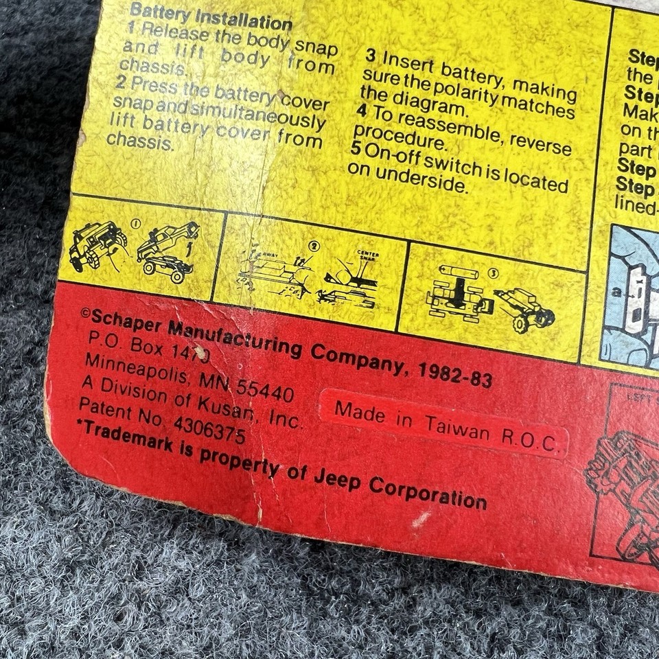 Vintage Schaper Stomper 4x4s Jeep NOS Sealed 1982 Taiwan Damaged Wheel ...