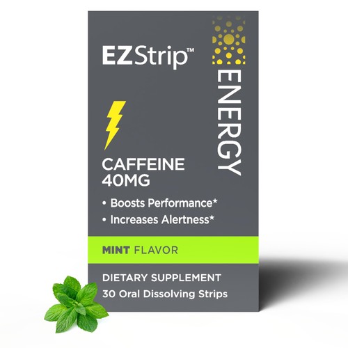EZStrip Energy Supplements - Mint Flavor 30 Count - Dissolving Strips ...