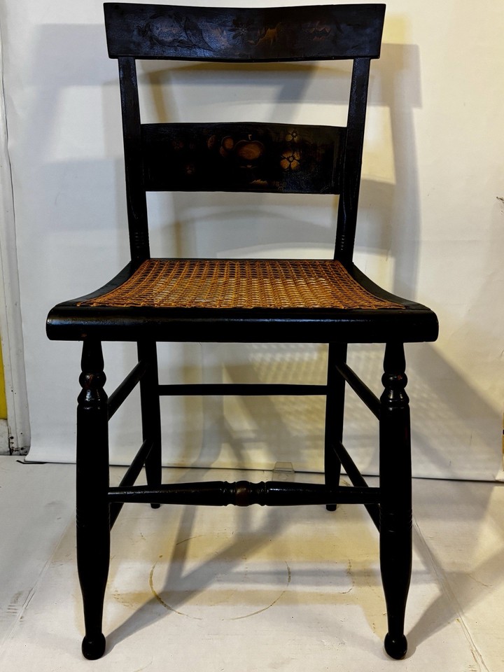 Two Hitchcock Style Painted & Stenciled Fancy Chairs w Cain Seat | eBay