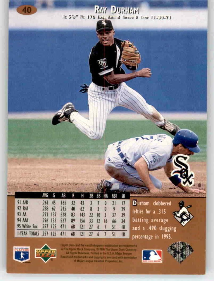 1996 Upper Deck MLB Debut Ray Durham Foil Insert MLB UD White Sox #40 ...