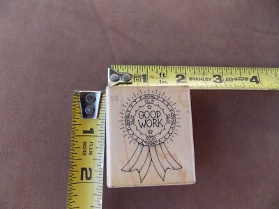 2 x 1 7/8" Good Work Award Ribbon Rubber Stamp Hero Arts 1985 | eBay