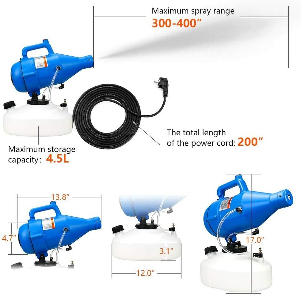 Smart ULV Electric Fogger Mister Sprayer, 1.2 G Cold Atomizing Fogger ...