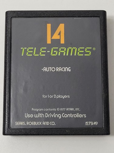 RACE (Atari 2600,Sears Tele-games, 1977) Auto Racing Cart. Only TESTED ...