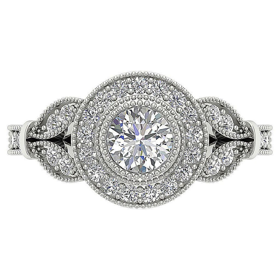 I1 G 1.25 Ct Natural Diamond Solitaire Milgrain Halo Anniversary Ring ...
