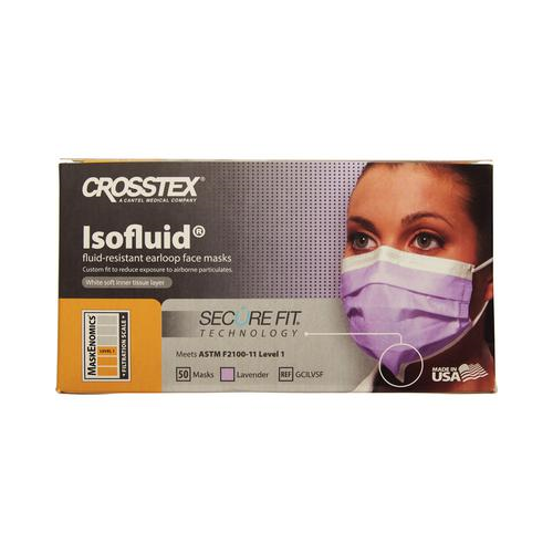 Crosstex GCILVSF SecureFit Isofluid Earloop Face Masks Lavender ASTM ...