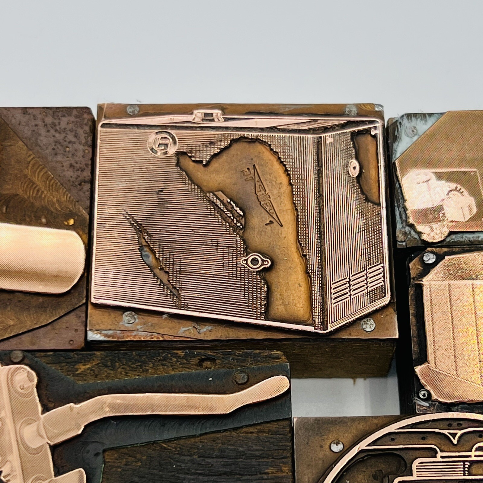 Lot Of 8 VTG Printing Letterpress Wood Copper Printing Blocks Furnace Parts | eBay