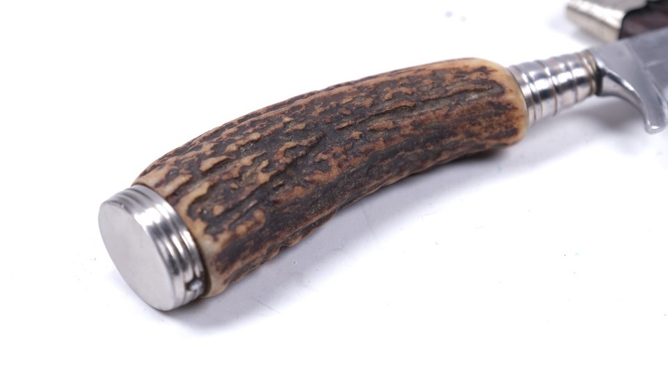 VTG OLD GERMAN KUNO RITTER SOLINGEN ENGRAVED STAG HORN HUNTING KNIFE W ...