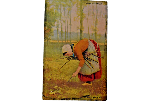 Vintage 1903 Pretty Lady Gathering Sticks for Fire 5 1/2x 3 1/2 | eBay