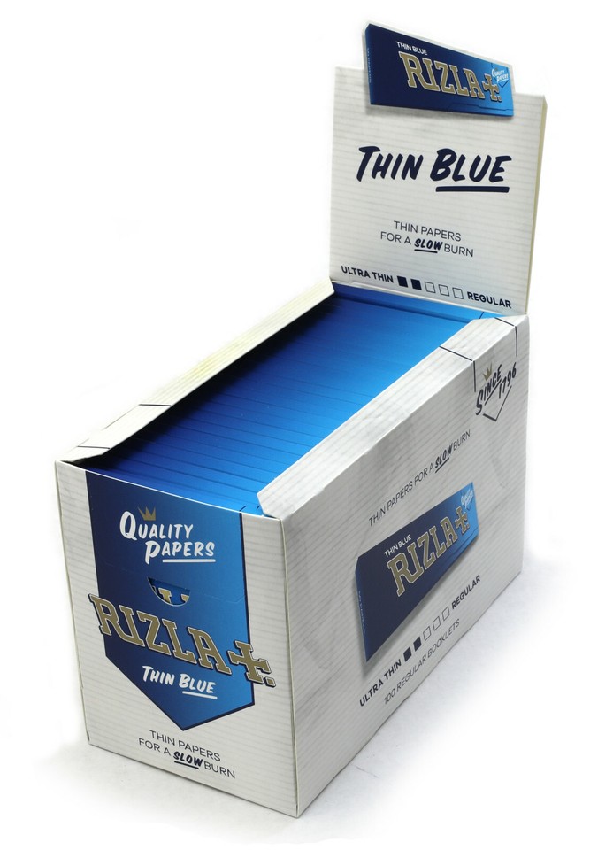 1 box RIZLA BLUE Regular Thin Rolling paper - 100 booklets = 5000 ...