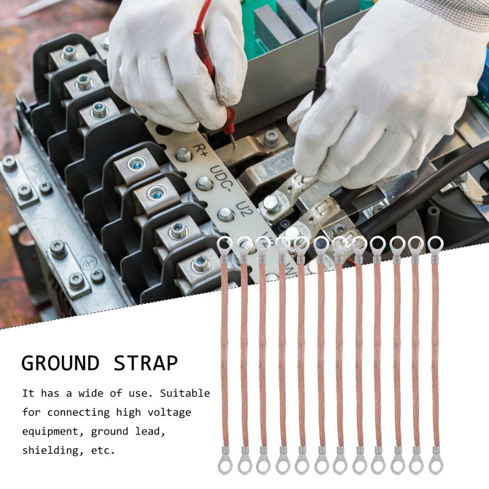 100 Pcs Braided Automobile Wire Copper Grounding Earth Bonding Strap ...