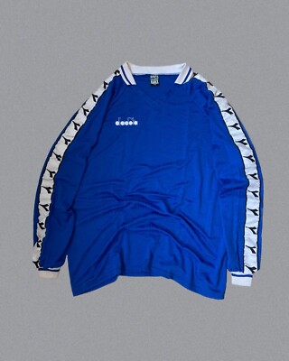 Diadora soccer jersey vintage monogram rare XXL size blue and white | eBay