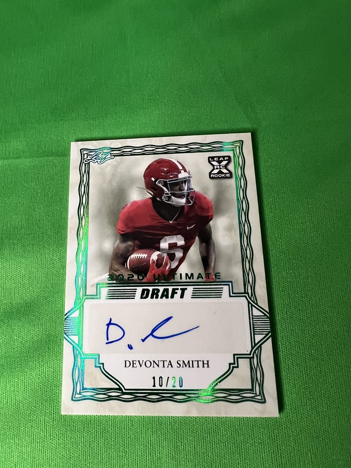 2020 Devonta Smith Leaf Ultimate Draft Rookie Card Autograph Green #10/ ...