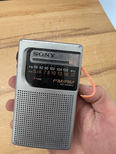 (B) Sony ICF-S10MK2 AM/FM Pocket(Radio Turns On) Tune Nob Needs Repair ...