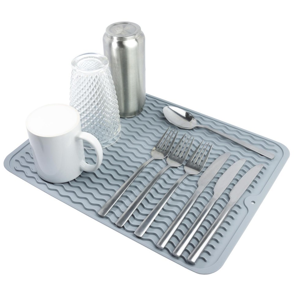 Silicone Sink Draining Board Mat Dish Glassware Kitchen Drainer Drying ...