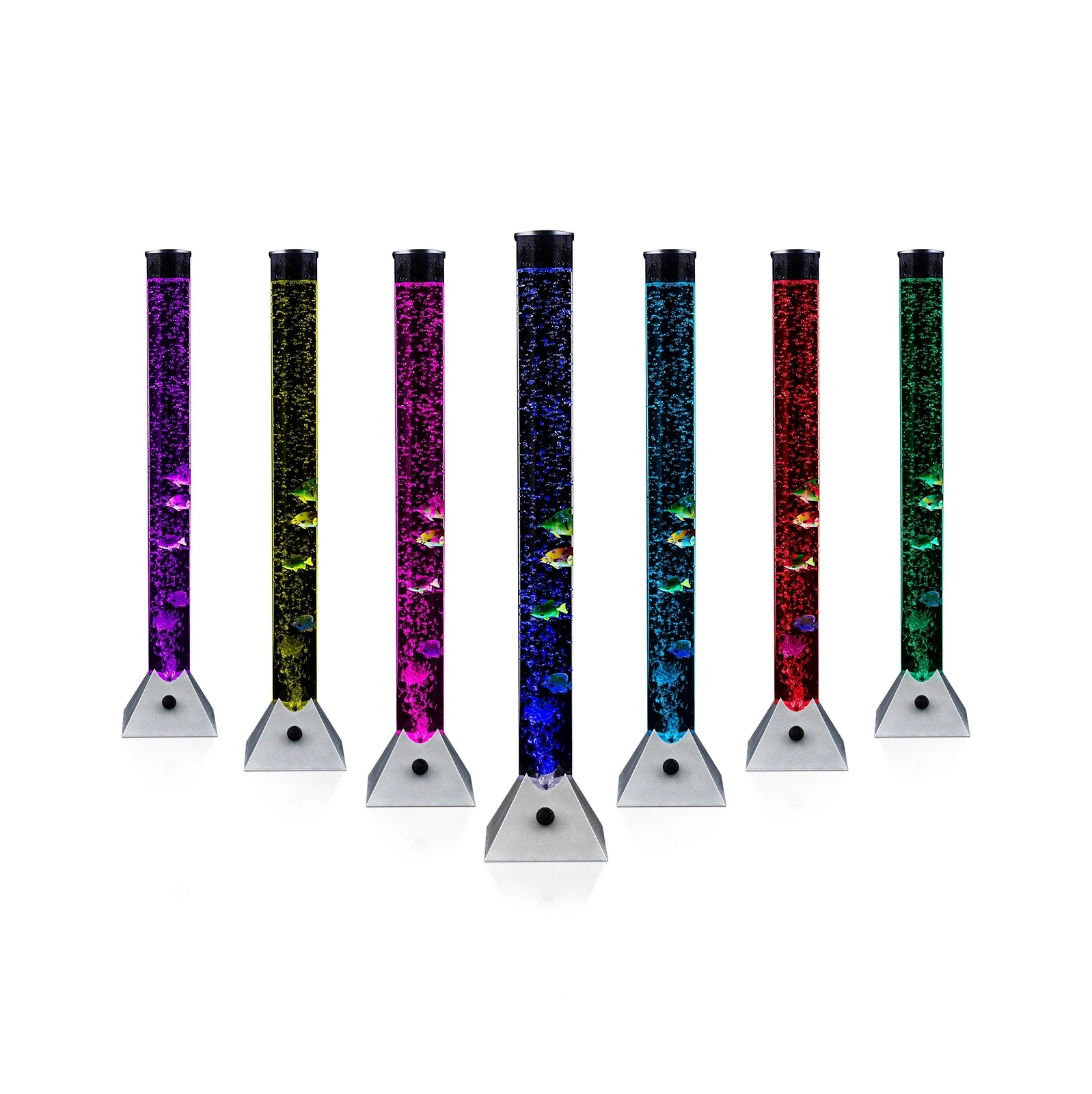 3 ft Sensory Bubble Tower Lamp w 5 Fake Swimming Plastic Fish, 7-Color ...