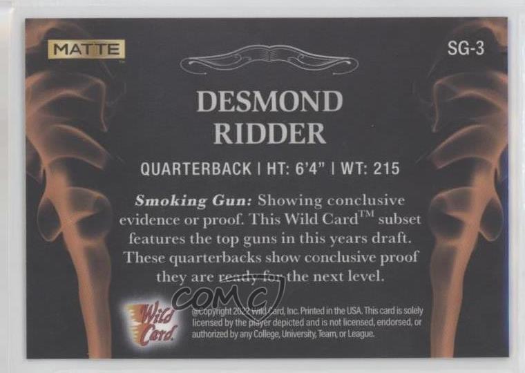 2022 Wild Card MATTE - Smoking Guns Black - Orange Smoke #SG-3 Desmond ...