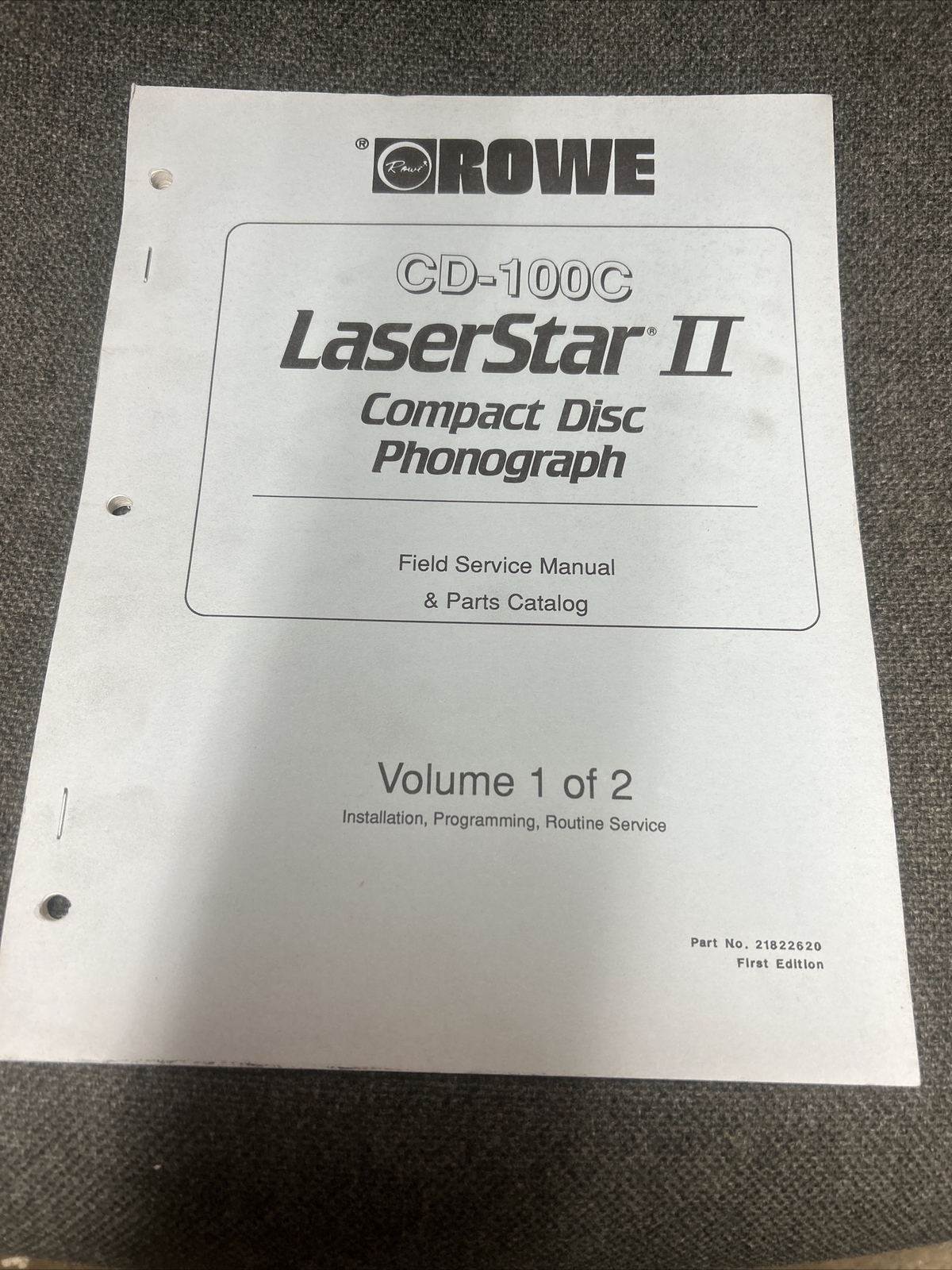 ROWE LASERSTAR 2 CD 100C Compact Disc Phonograph Volume 1 Manual - used ...